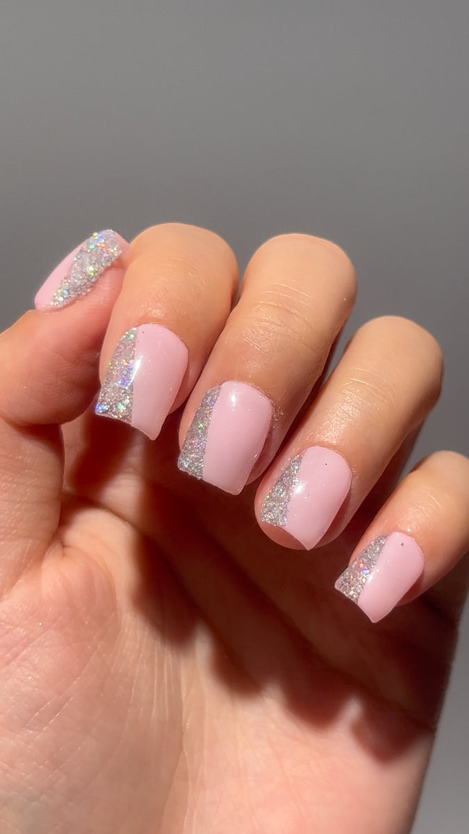 Blossom Shimmer Oblique Nails Dipping Design | Blossom Pink Sugar ...