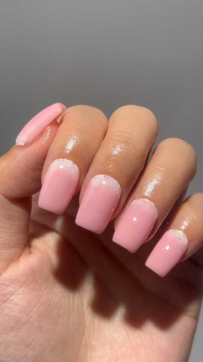 Winter Blossom Reverse French Tip Dipping Powder Design | Cherry ...